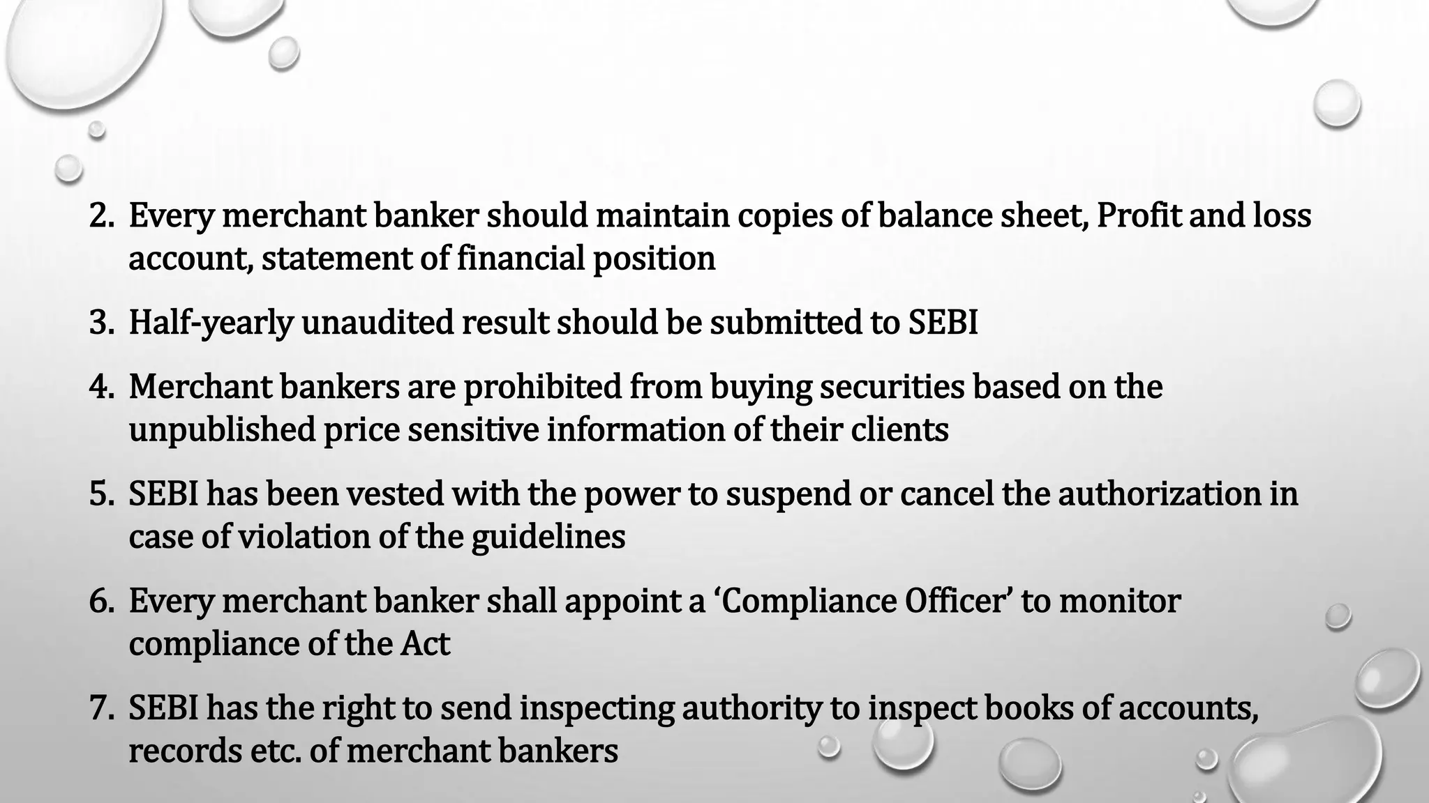 Sebi guidelines for merchant bankers | PPTX