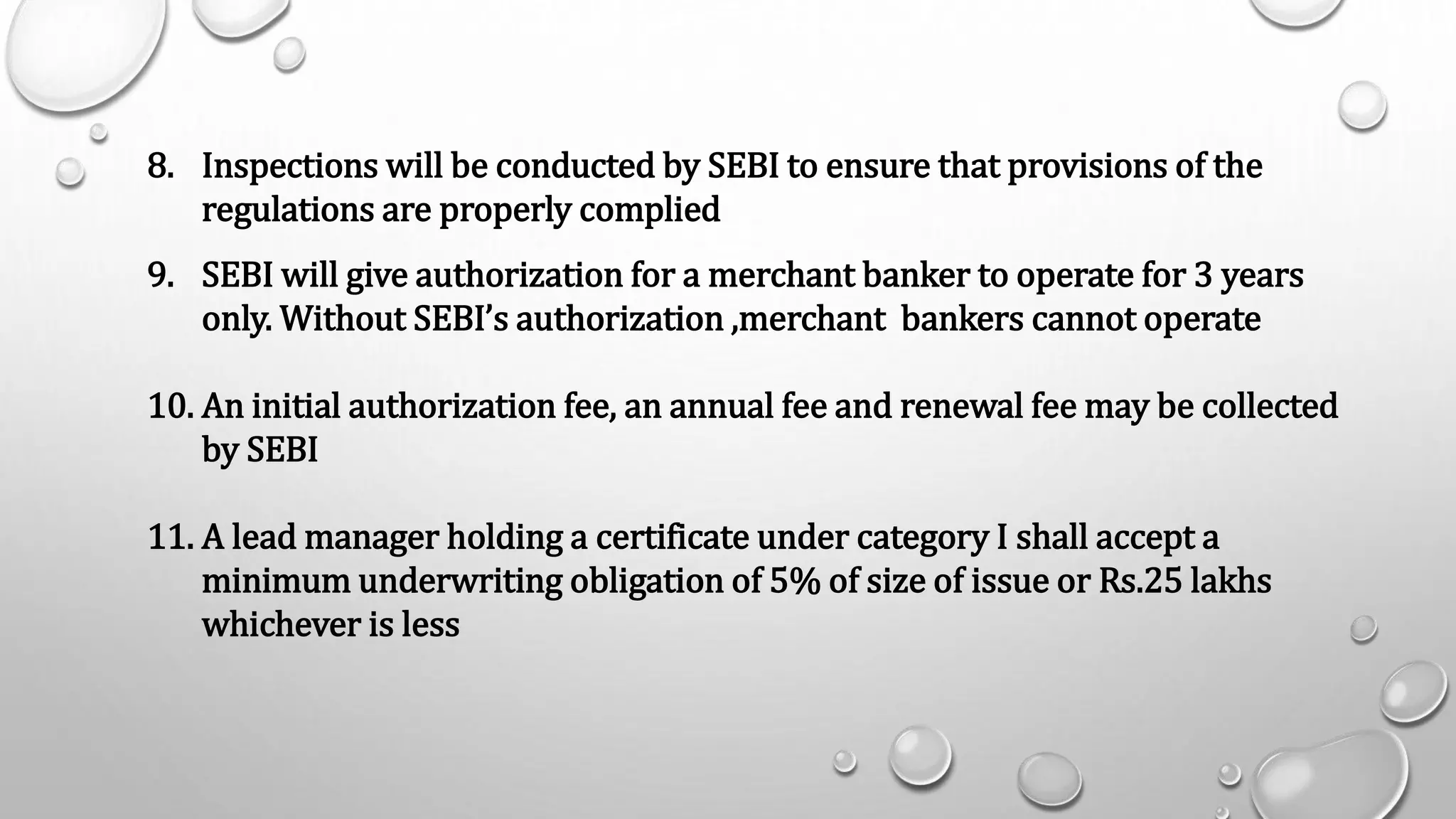 Sebi guidelines for merchant bankers | PPTX