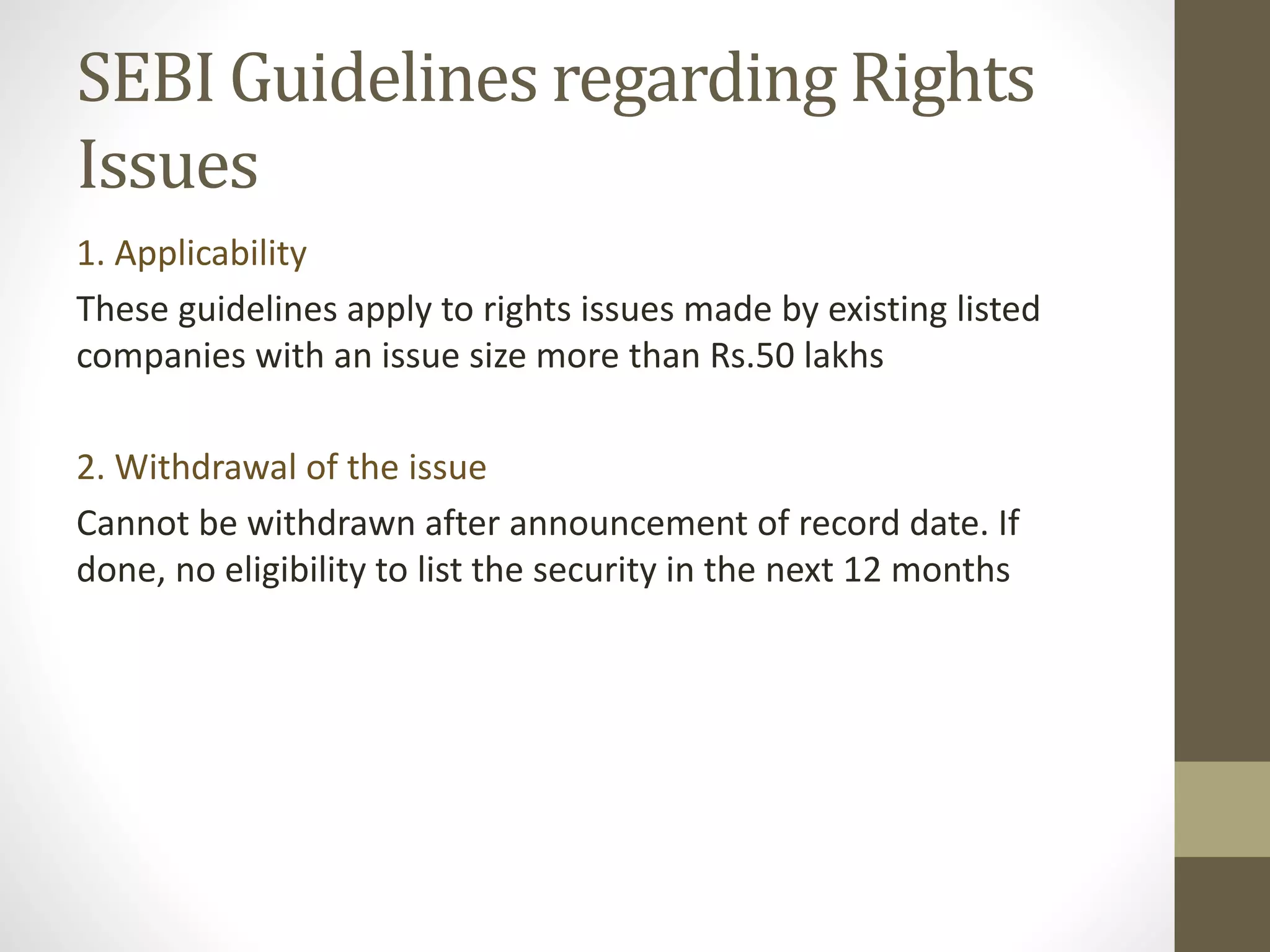 Sebi(icdr)regulations and rights issue | PPTX