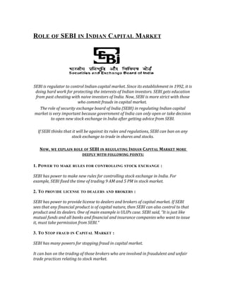 Sebi in indian cap. mkt. | DOC