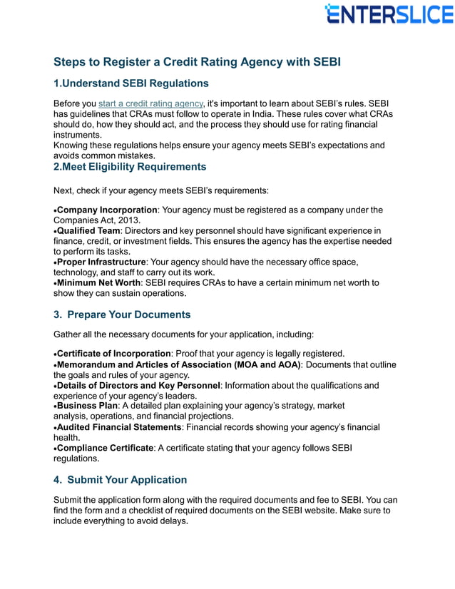 SEBI Registration Process and Eligibility Criteria for Credit Rating ...