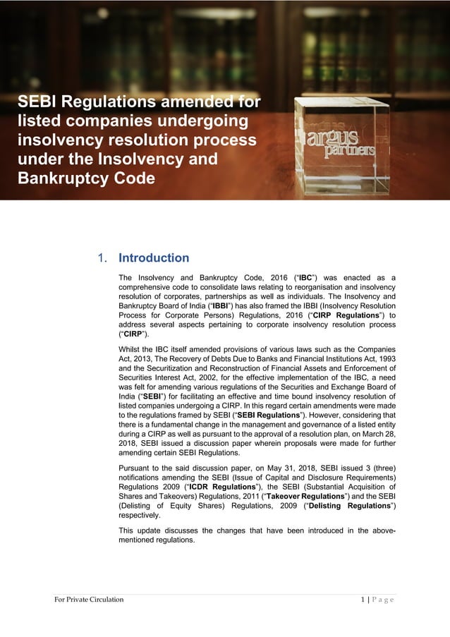 Sebi Regulations and IBC | PDF | Business Accounting & Finance | Business