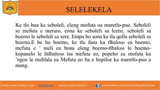 SEBOLELI SA BOEMO | PPTX