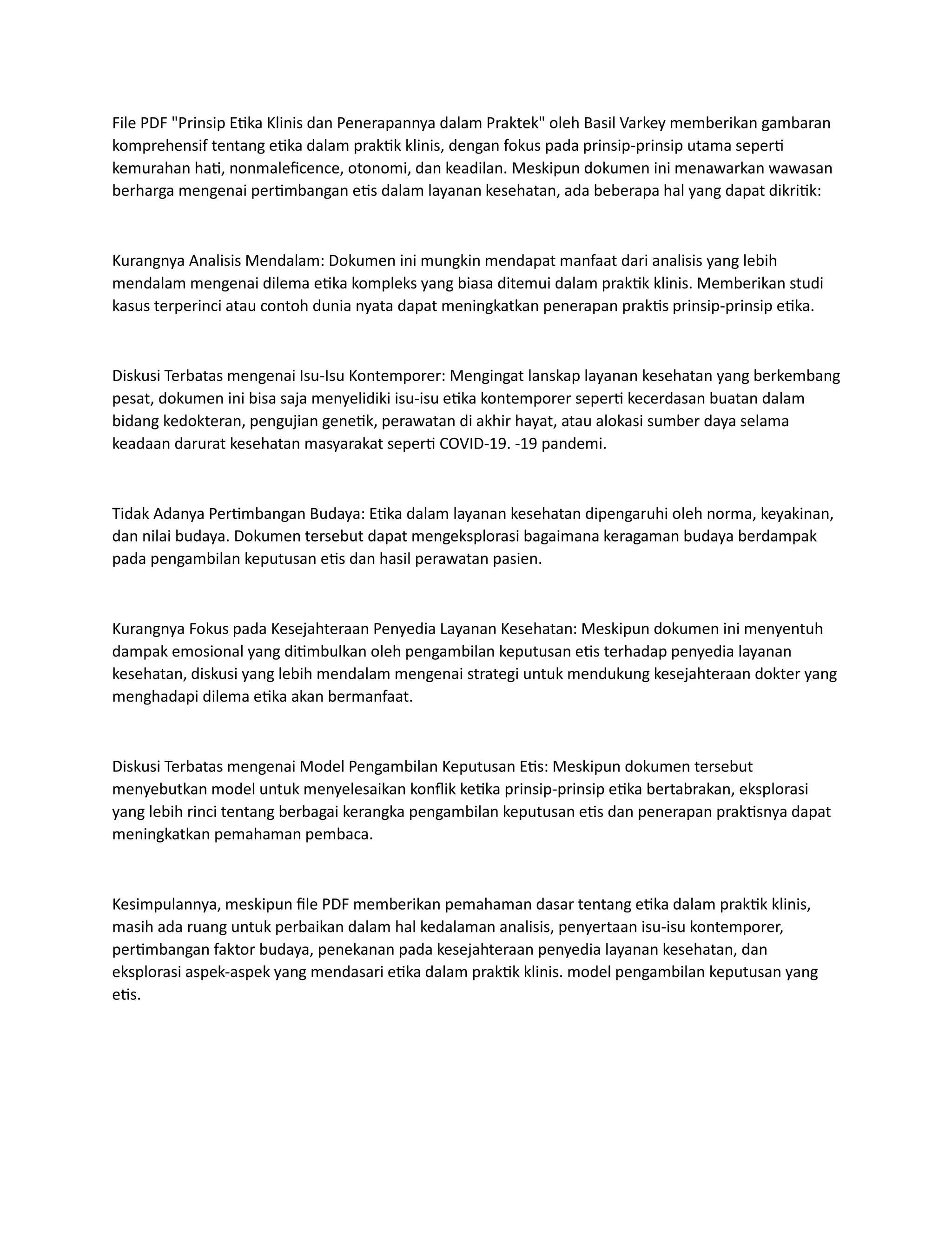 prinsip etika klinis dan penerapannya dalam praktek | DOCX