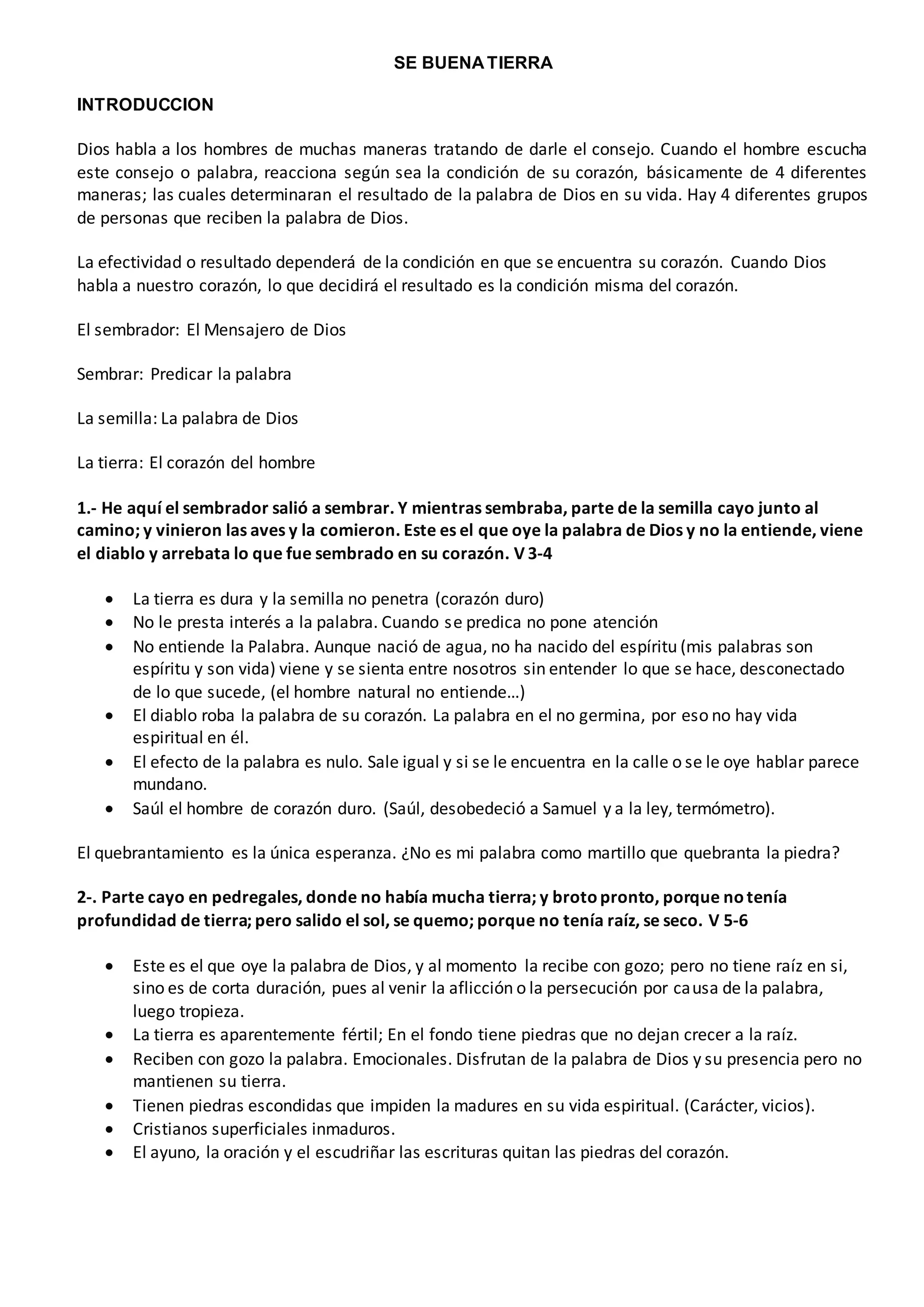 Se buena tierra | DOCX