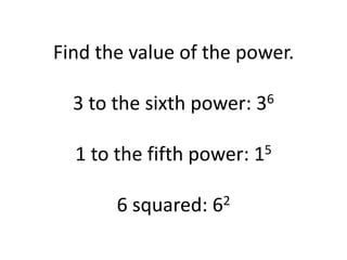 Sec. 1.3 power and exponents | PPT