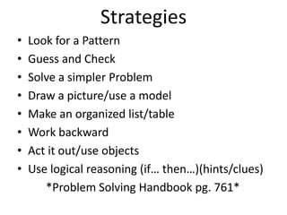 Sec. 1.7 4-step problem-solving plan | PPT