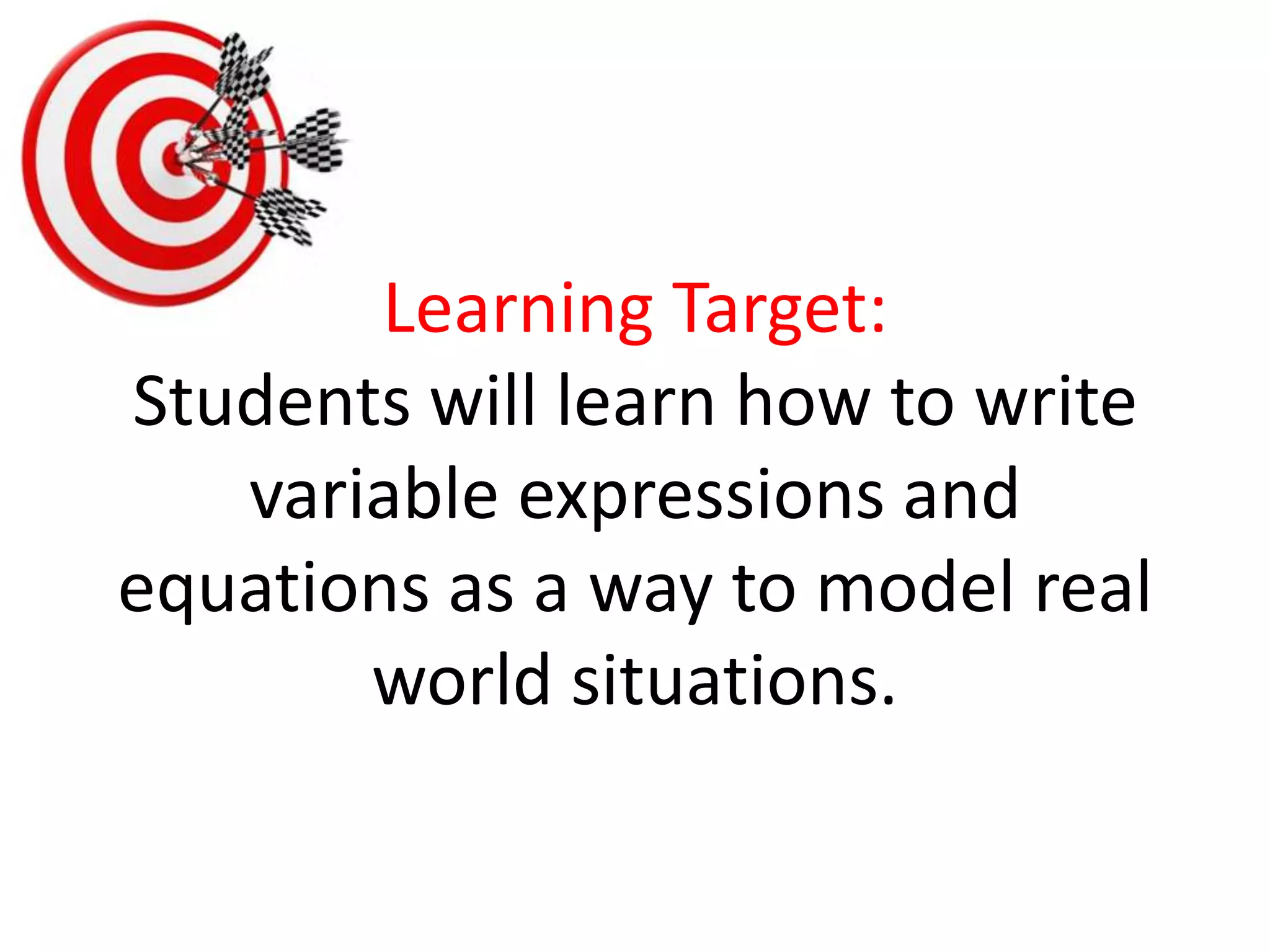 Sec. 12.1 write variable expressions and equations | PPTX | Education