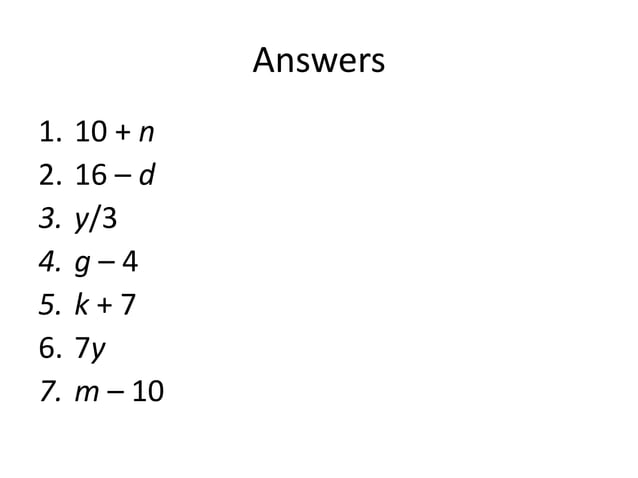 Sec. 12.1 write variable expressions and equations | PPTX | Education
