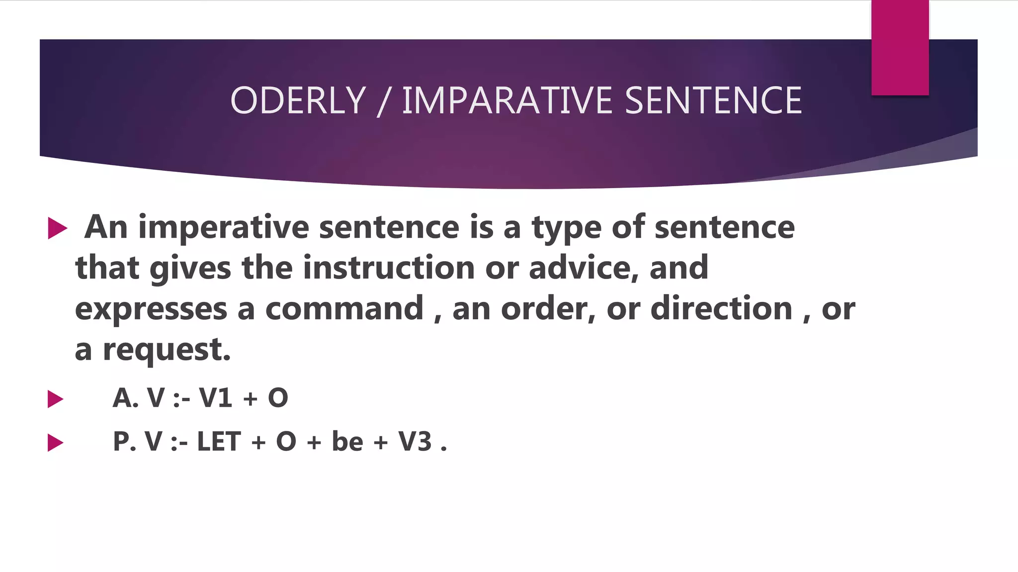 Active and passive voice of orderly / imperitive sentence | PPTX