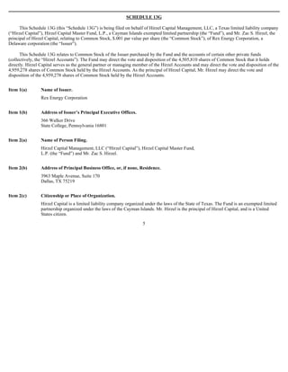 Form SC 13G: Hirzel Capital's Big Investment in Rex Energy | PDF