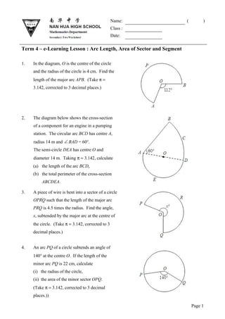 Sec 2 Term 3 Arc Length 01 97 | DOC | Geography | Science