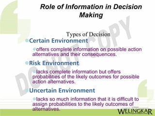 Role of Information Technology in Decision Making | PDF