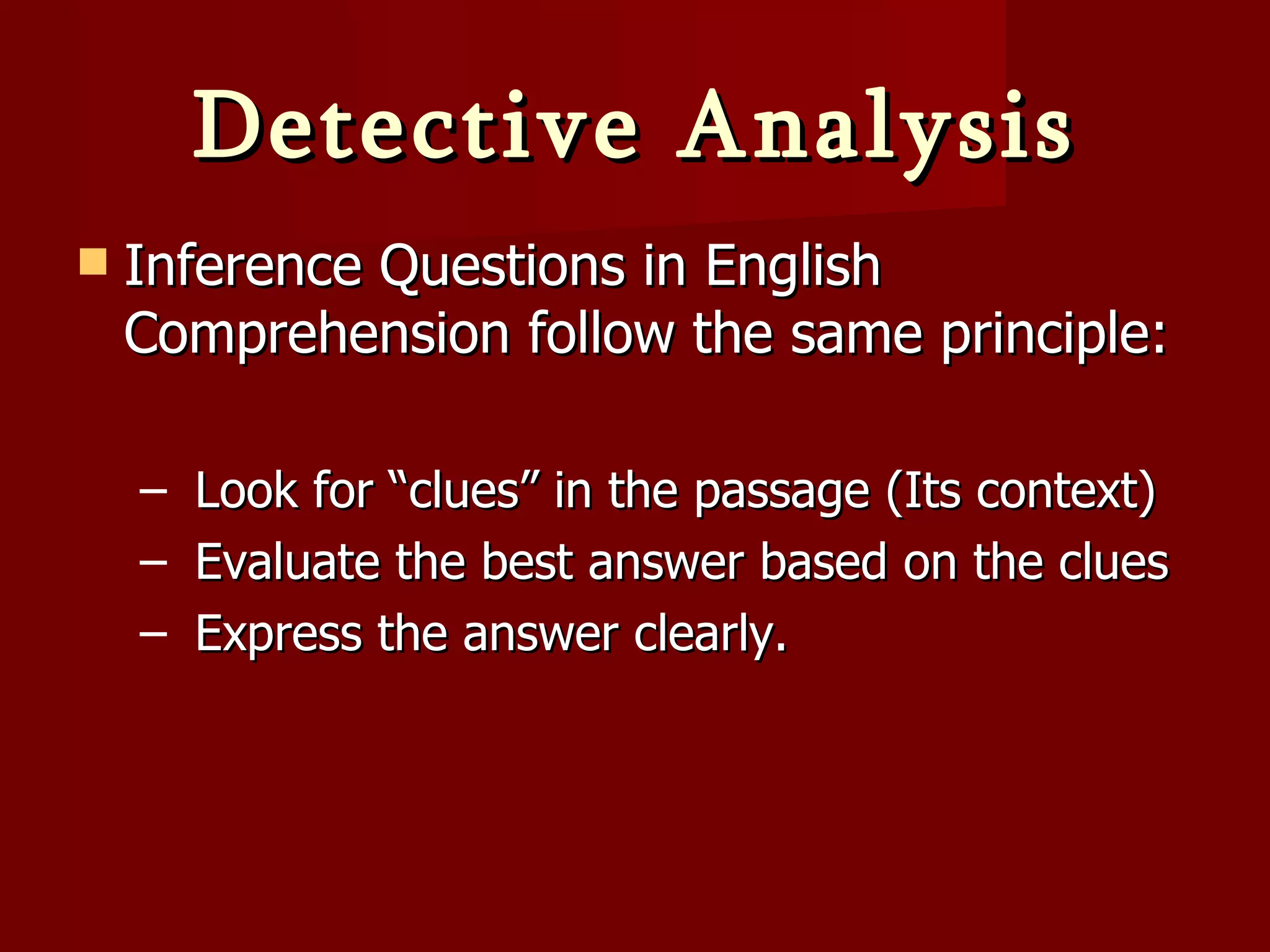 English Comprehension (Inference Qns) | PPT