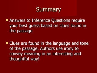 English Comprehension (Inference Qns) | PPT