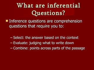 English Comprehension (Inference Qns) | PPT