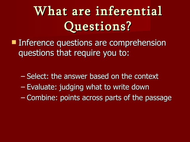 English Comprehension (Inference Qns) | PPT