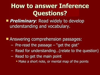 English Comprehension (Inference Qns) | PPT