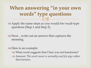 Sec3 english language_comprehension_in your own words | PPTX