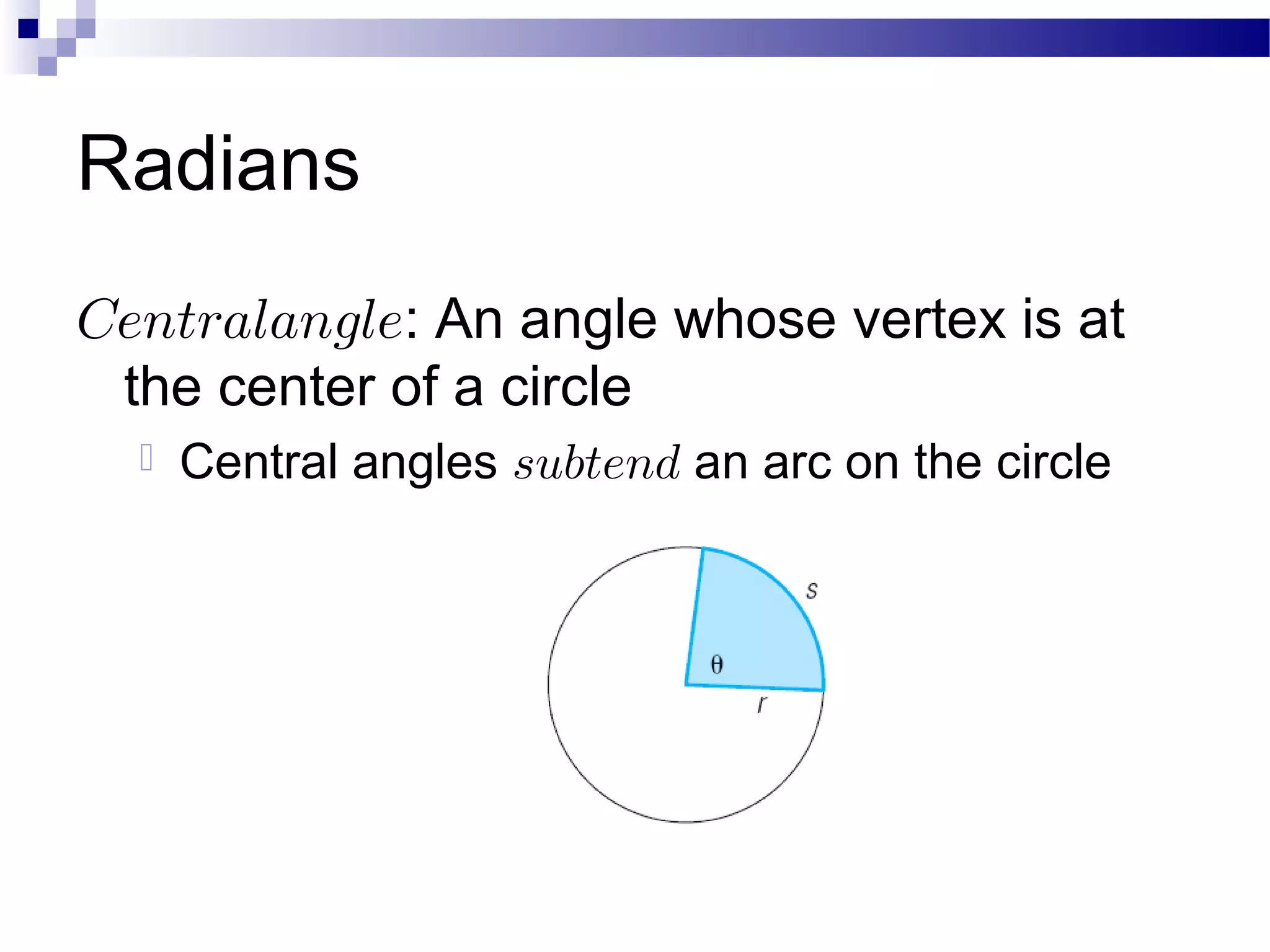 Radian and degree measure. | PPT