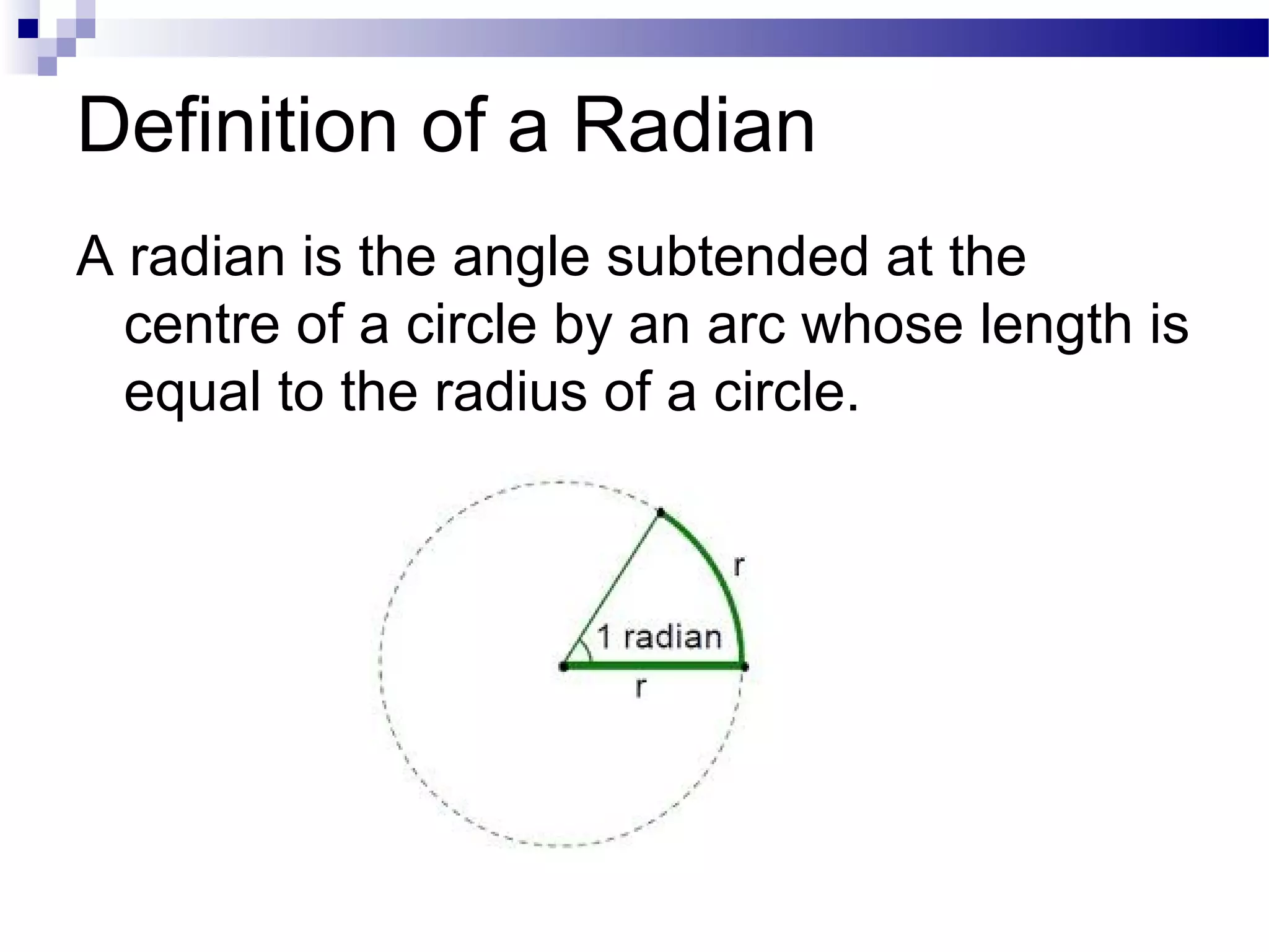 Radian and degree measure. | PPT