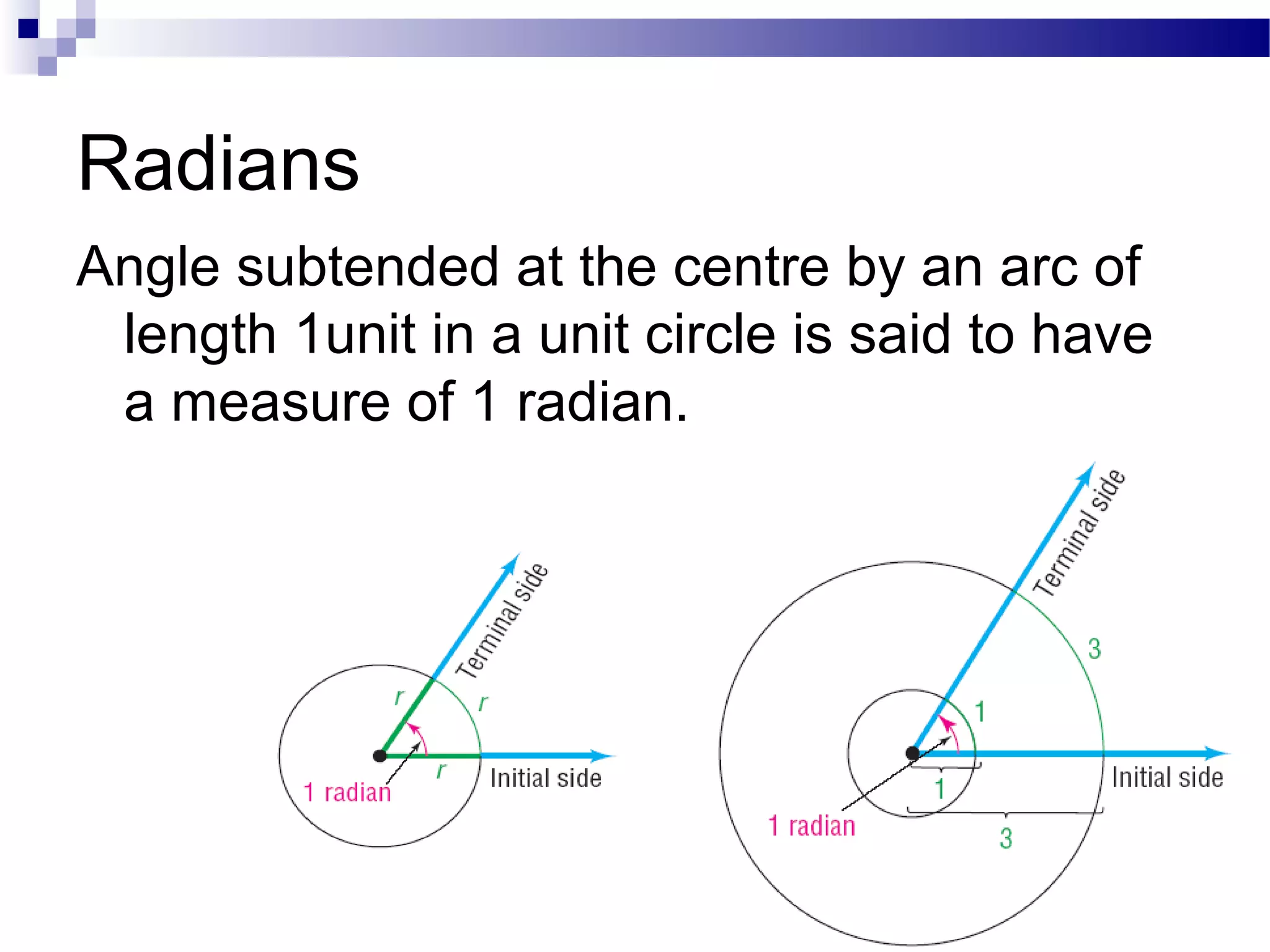 Radian and degree measure. | PPT