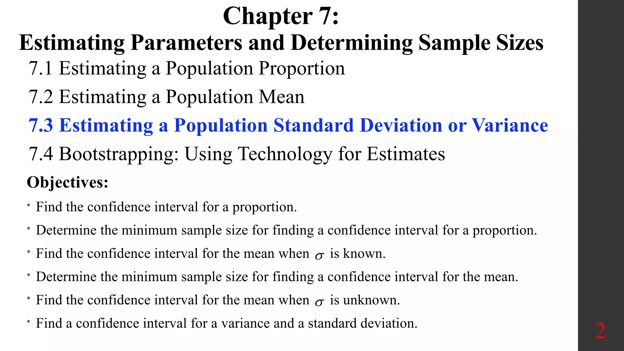Estimating A Population Standard Deviation Or Variance Ppt