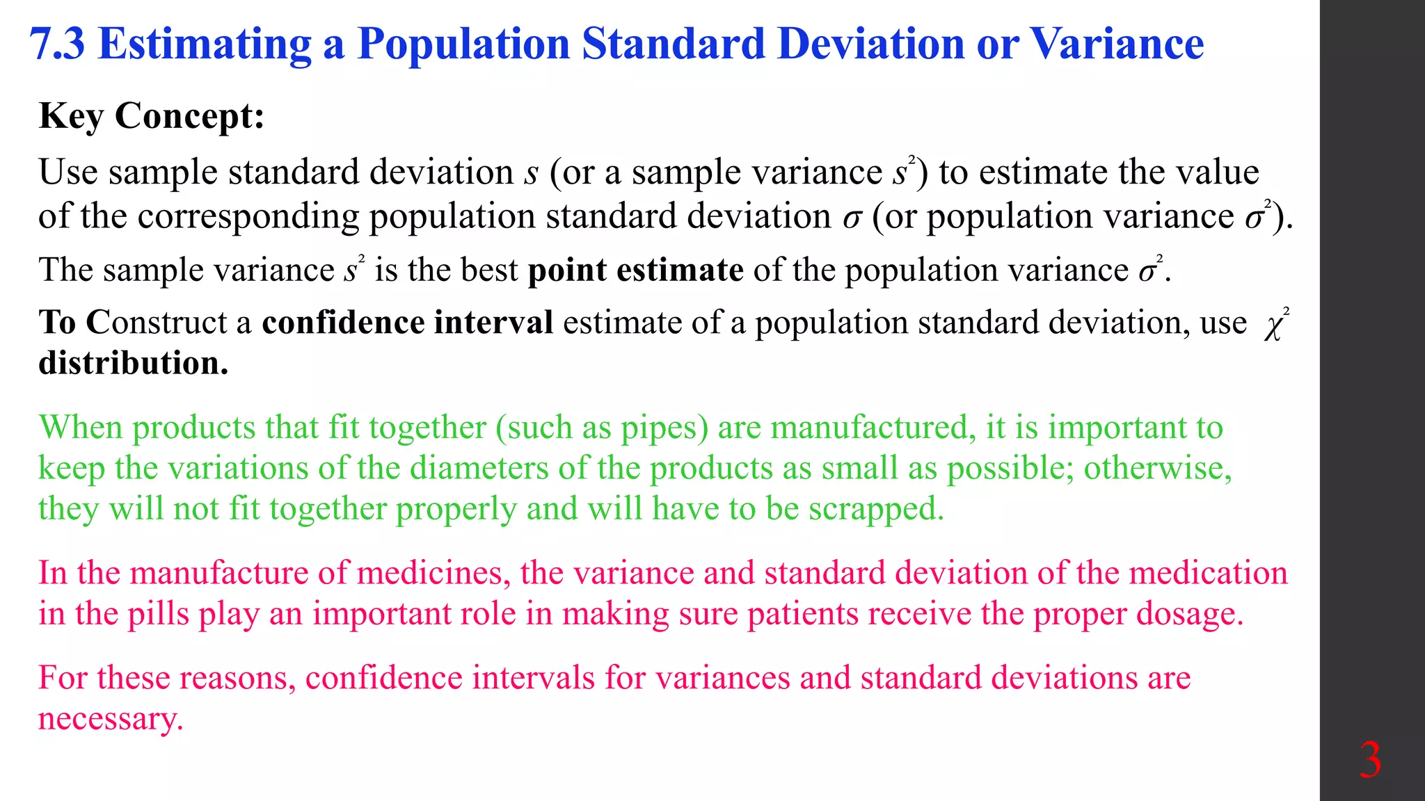 Estimating A Population Standard Deviation Or Variance Pptx Physics Science