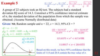 Estimating a Population Standard Deviation or Variance | PPTX | Physics ...