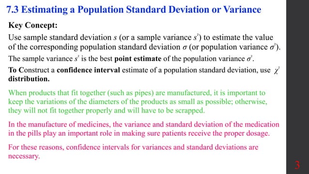 Estimating a Population Standard Deviation or Variance | PPTX | Physics ...
