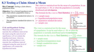Testing a Claim About a Mean | PPTX