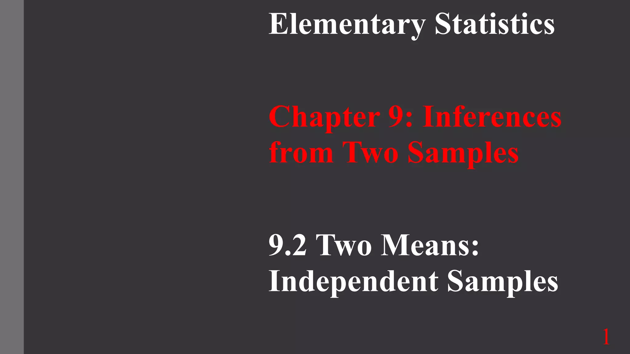 Two Means, Independent Samples | PPTX