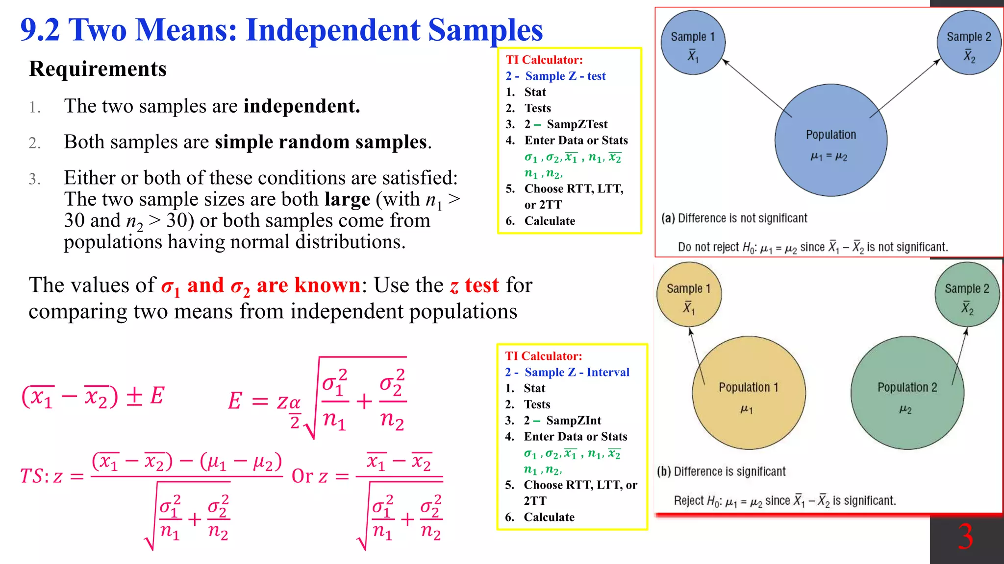 Two Means, Independent Samples | PPTX