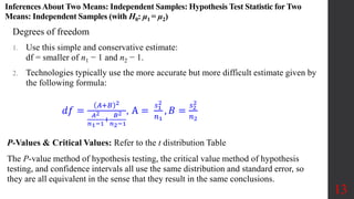 Two Means, Independent Samples | PPTX