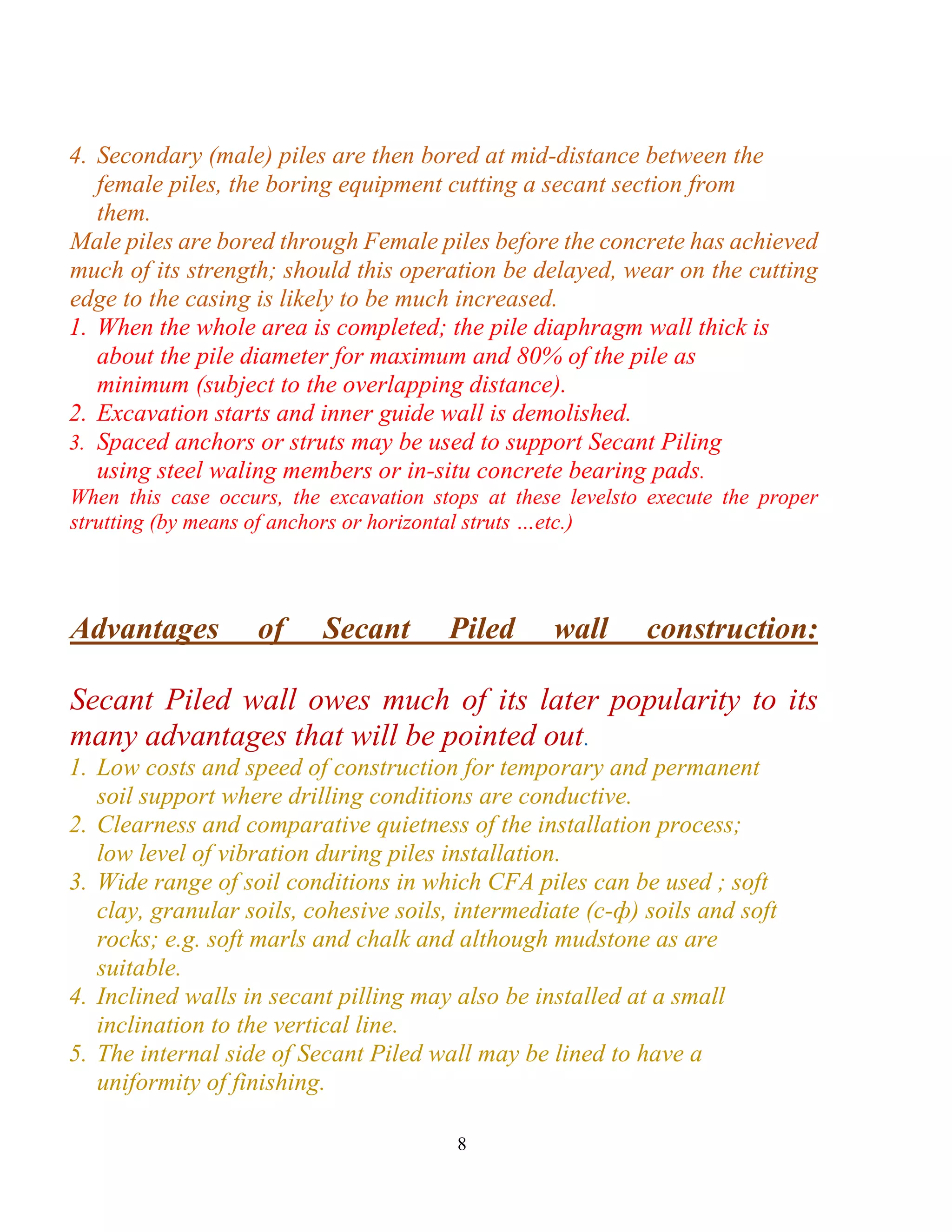 Secant piled walls dsign - تصميم خوازيق الجدران الساندة - ميكرو بايل | PDF