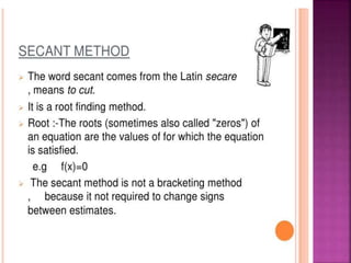 Secant method in Numerical & Statistical Method | PPT