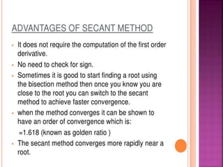 Secant method in Numerical & Statistical Method | PPT