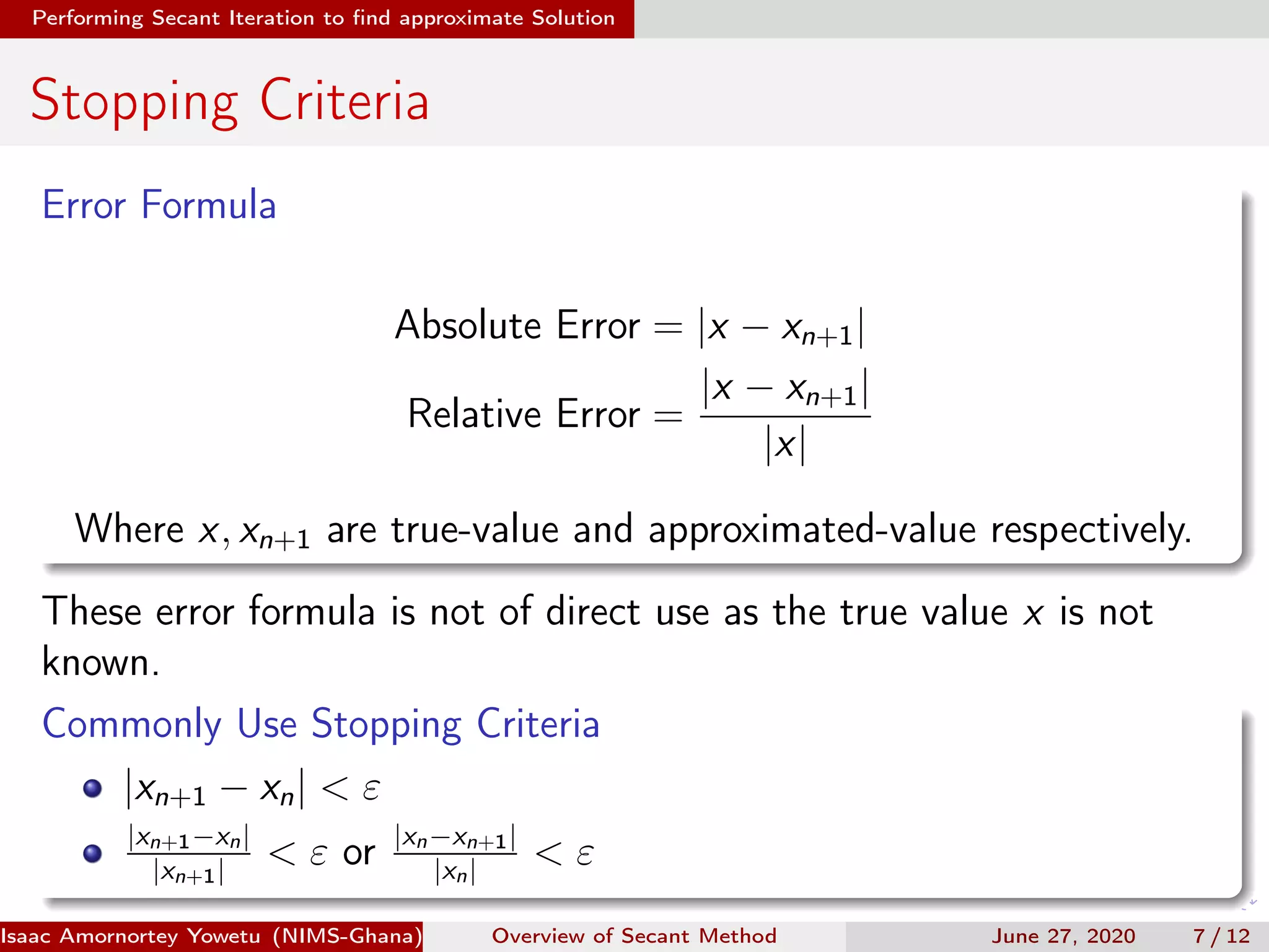 Secant Iterative method | PDF