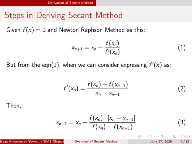 Secant Iterative Method Ppt 7712