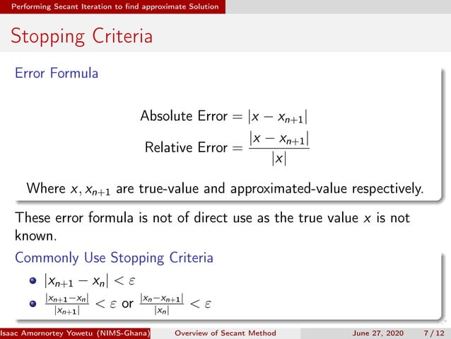 Secant Iterative Method Ppt 4441