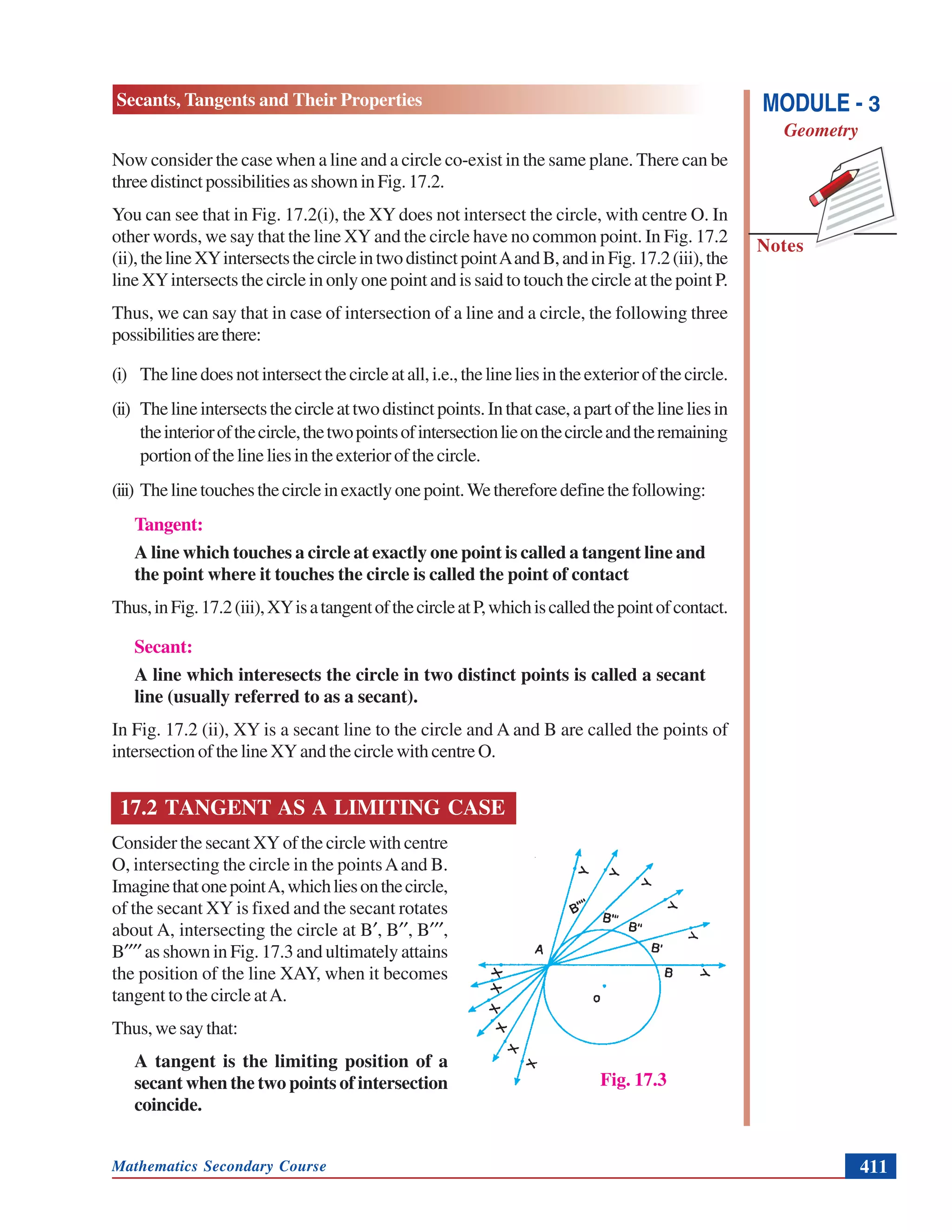 SECANTS, TANGENTS AND THEIR PROPERTIES -GEOMETRY | PDF