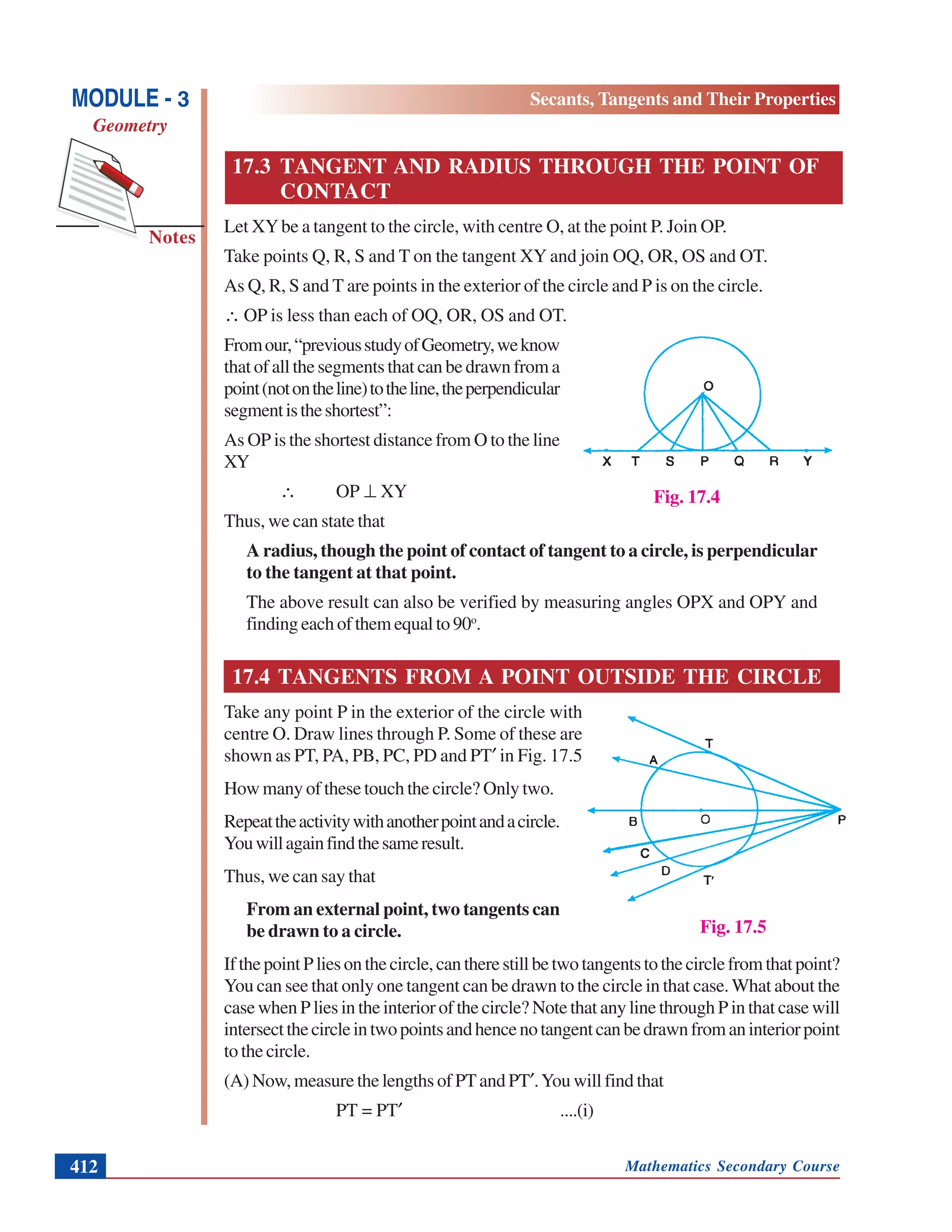 SECANTS, TANGENTS AND THEIR PROPERTIES -GEOMETRY | PDF