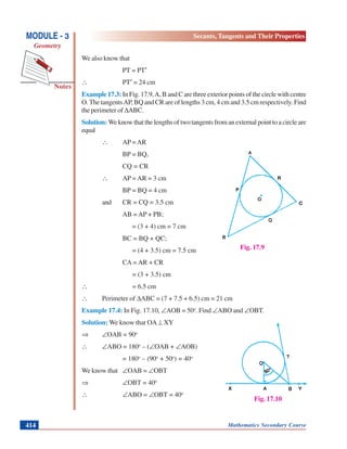 SECANTS, TANGENTS AND THEIR PROPERTIES -GEOMETRY | PDF