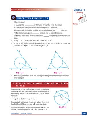 SECANTS, TANGENTS AND THEIR PROPERTIES -GEOMETRY | PDF