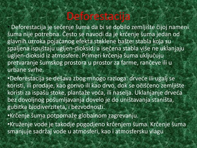 Seca suma (deforestacija) ošti, mijatović i ćalić | PPTX