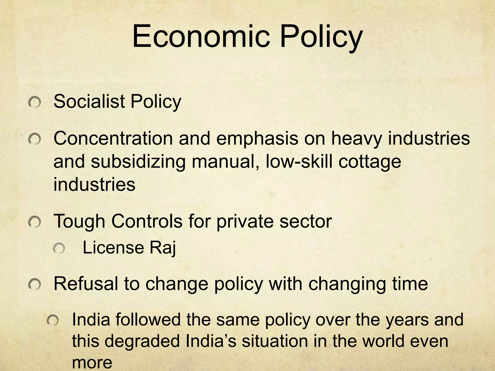 Indian economy pre-1991 reforms with globalization | PPTX