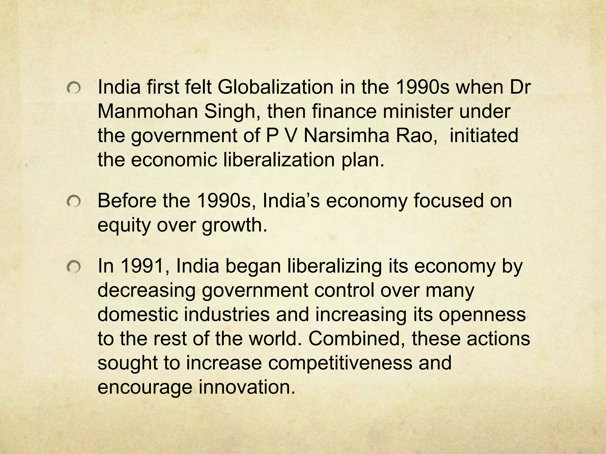 Indian economy pre-1991 reforms with globalization | PPTX