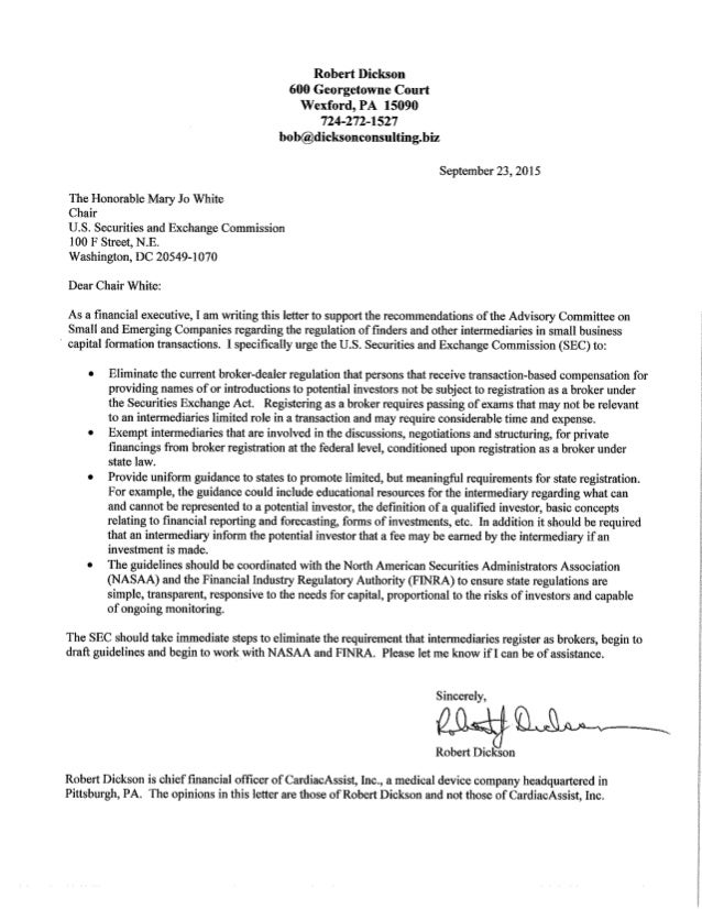 Letter to Securities Exchange Commission on broker regulations Letter to Securities Exchange Commission on broker regulations