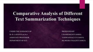 Comparative Analysis of Text Summarization Techniques | PPTX