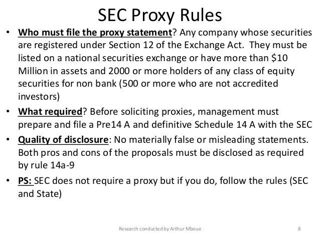 Sec compliance and disclosure proxy rules and procedures series 13
